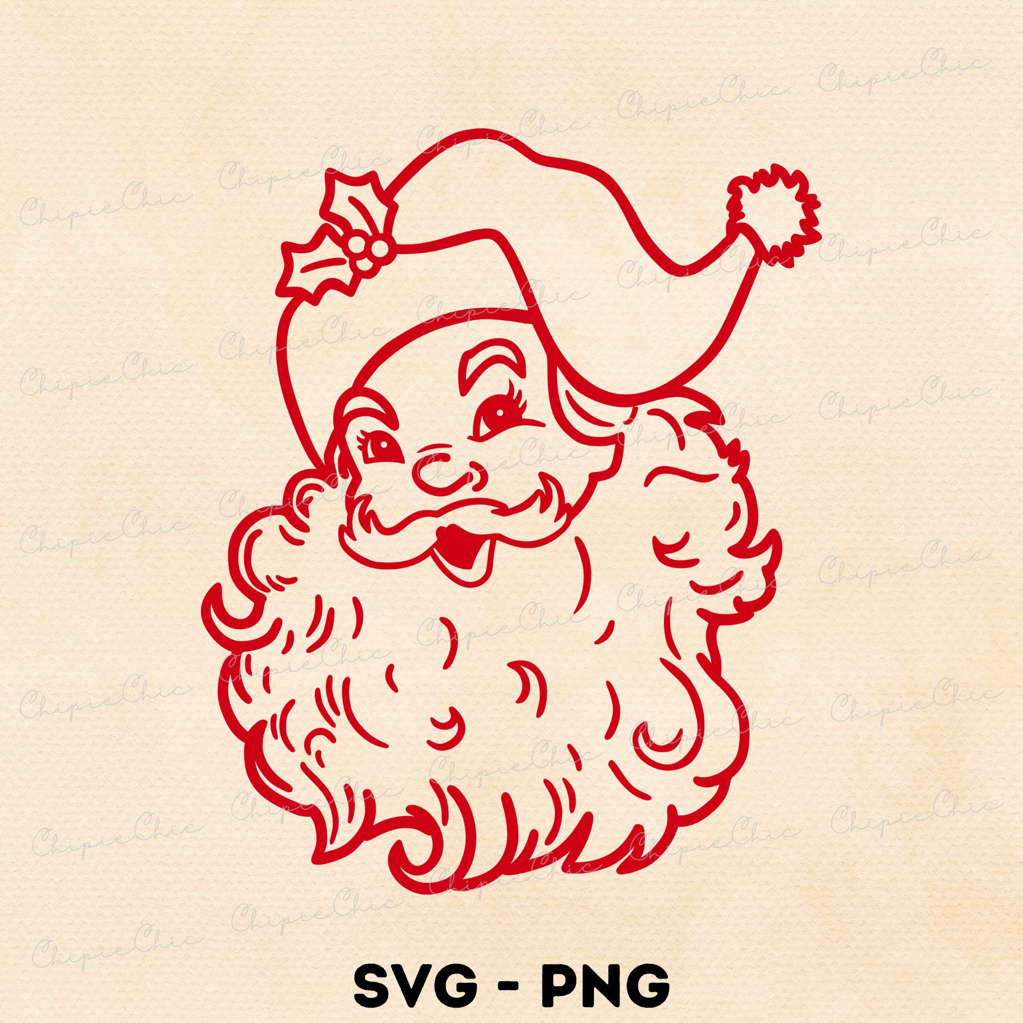 Vintage Santa Svg Png, Svg File for Cricut, Retro Santa Face Svg Png ...
