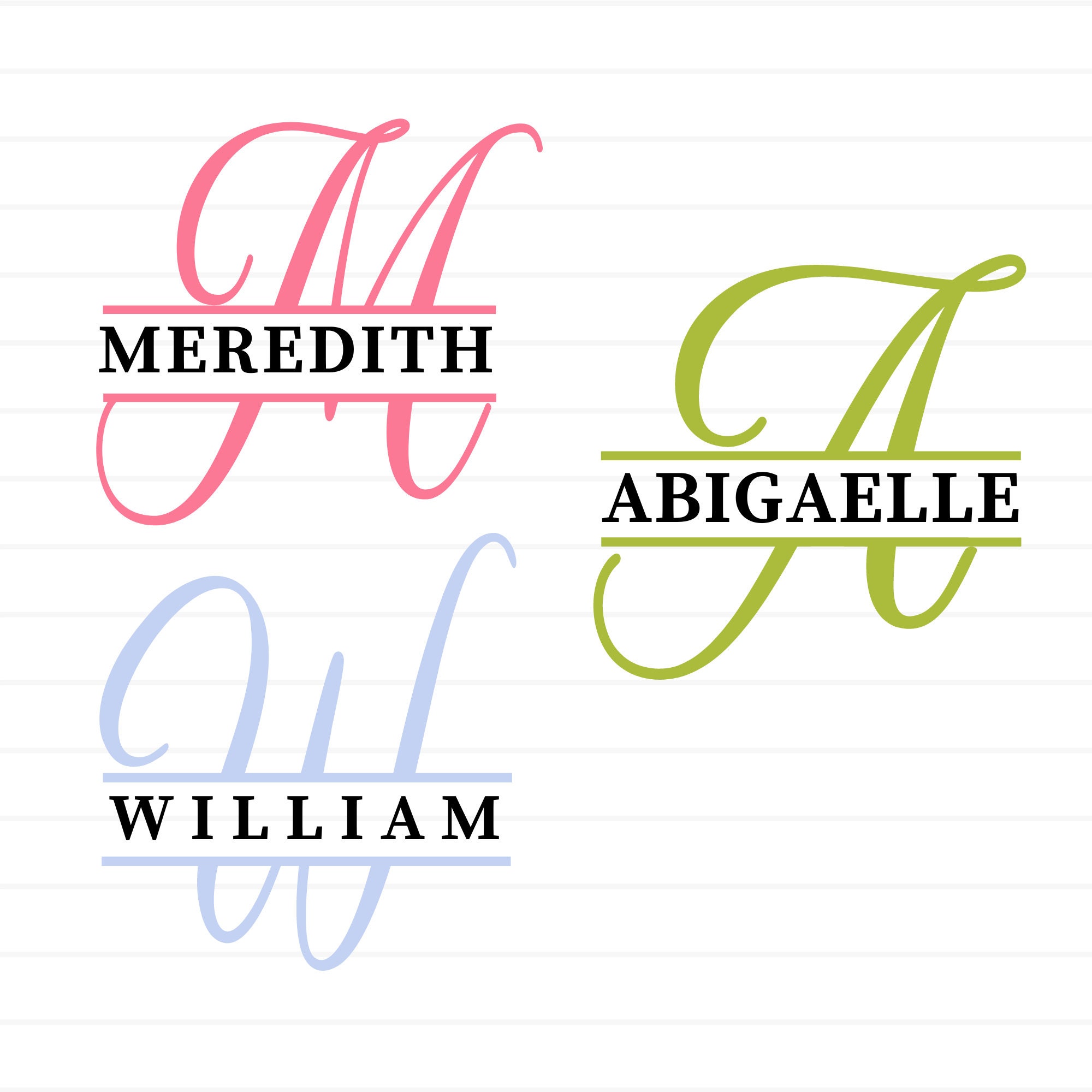 Split Monogram Svg Alphabet, 26 Individual Svg Monogram Letters, Cut ...
