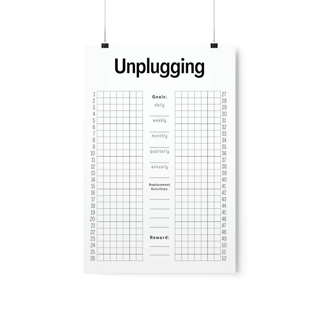 52 Week "unplugged" Intentions Premium Matte Vertical Posters - Etsy
