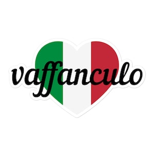 Vaffanculo Italian Flag Heart Sticker, Italian Sayings, Funny Gift ...