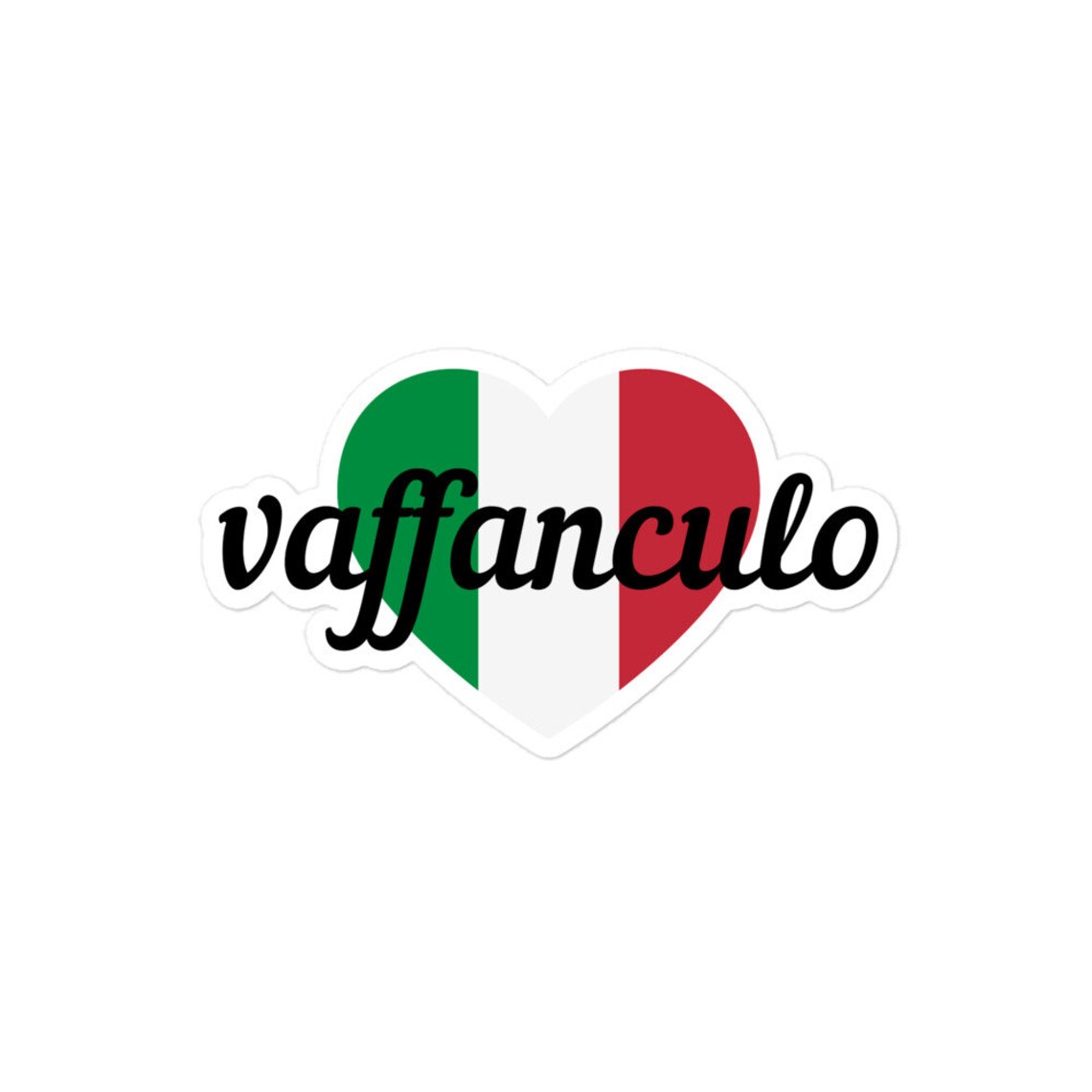 Vaffanculo Italian Flag Heart Sticker, Italian Sayings, Funny Gift ...