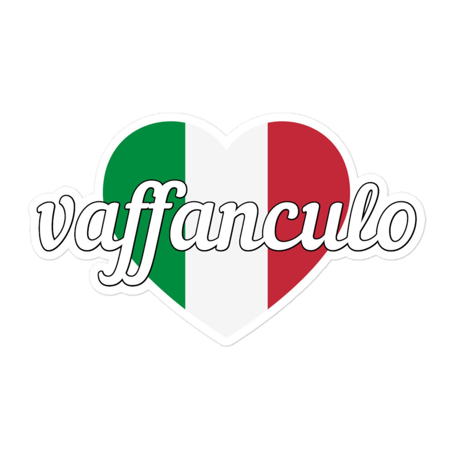Vaffanculo Italian Flag Heart Sticker, Italian Sayings, Funny Gift ...
