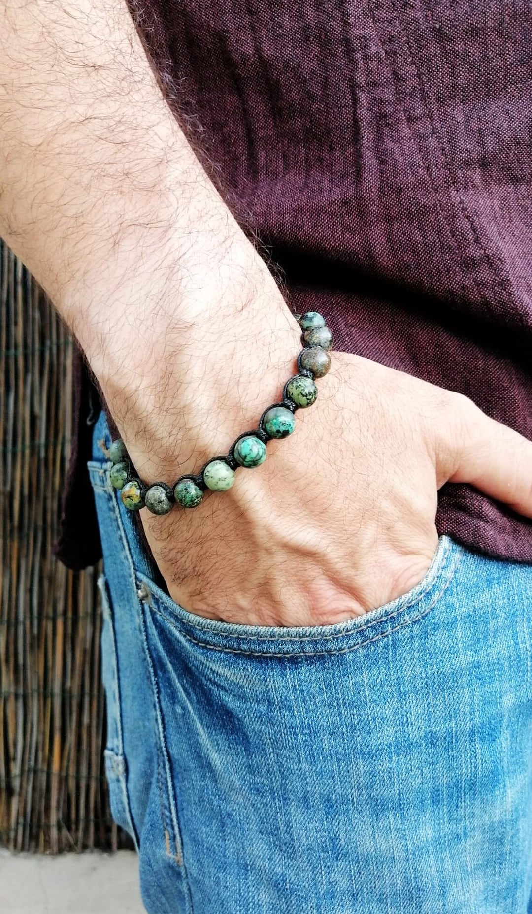 Turquoise Bracelet, Natural Stones, Handmade Shamballa, Men's and Women ...