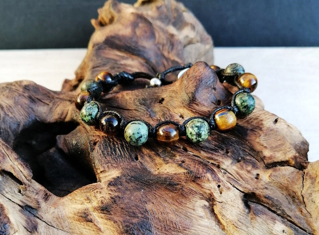 Shamballa African Turquoise Tiger Eye Bracelet Unisex Natural Stone ...