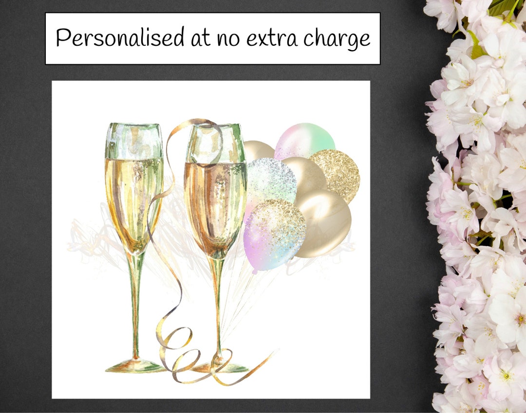 Champagne Birthday Card Birthday Card Age Card Personalised - Etsy