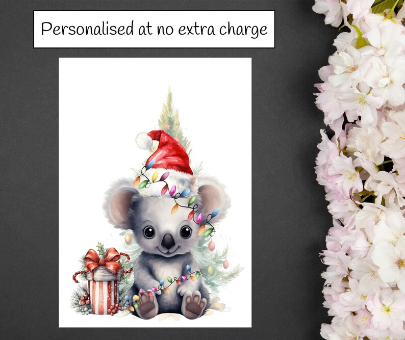 Koala Christmas Card Xmas Cute Koala Card - Etsy UK
