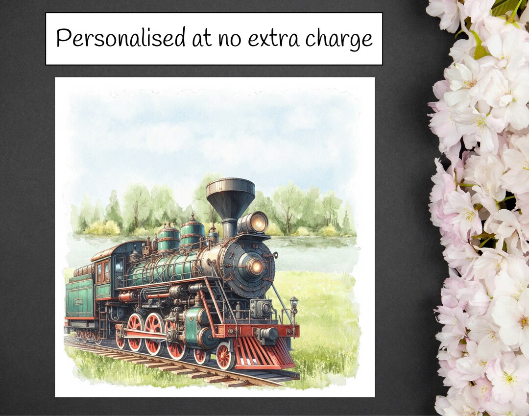 Train Card, Red Train, Personalised Card, Personalised, Blank Card ...