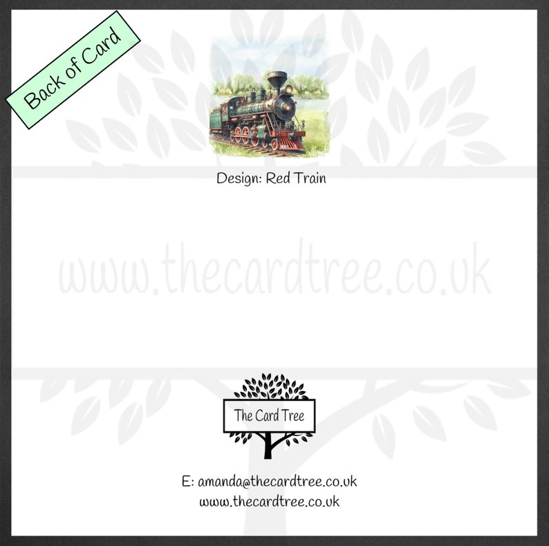 Train Card, Red Train, Personalised Card, Personalised, Blank Card ...