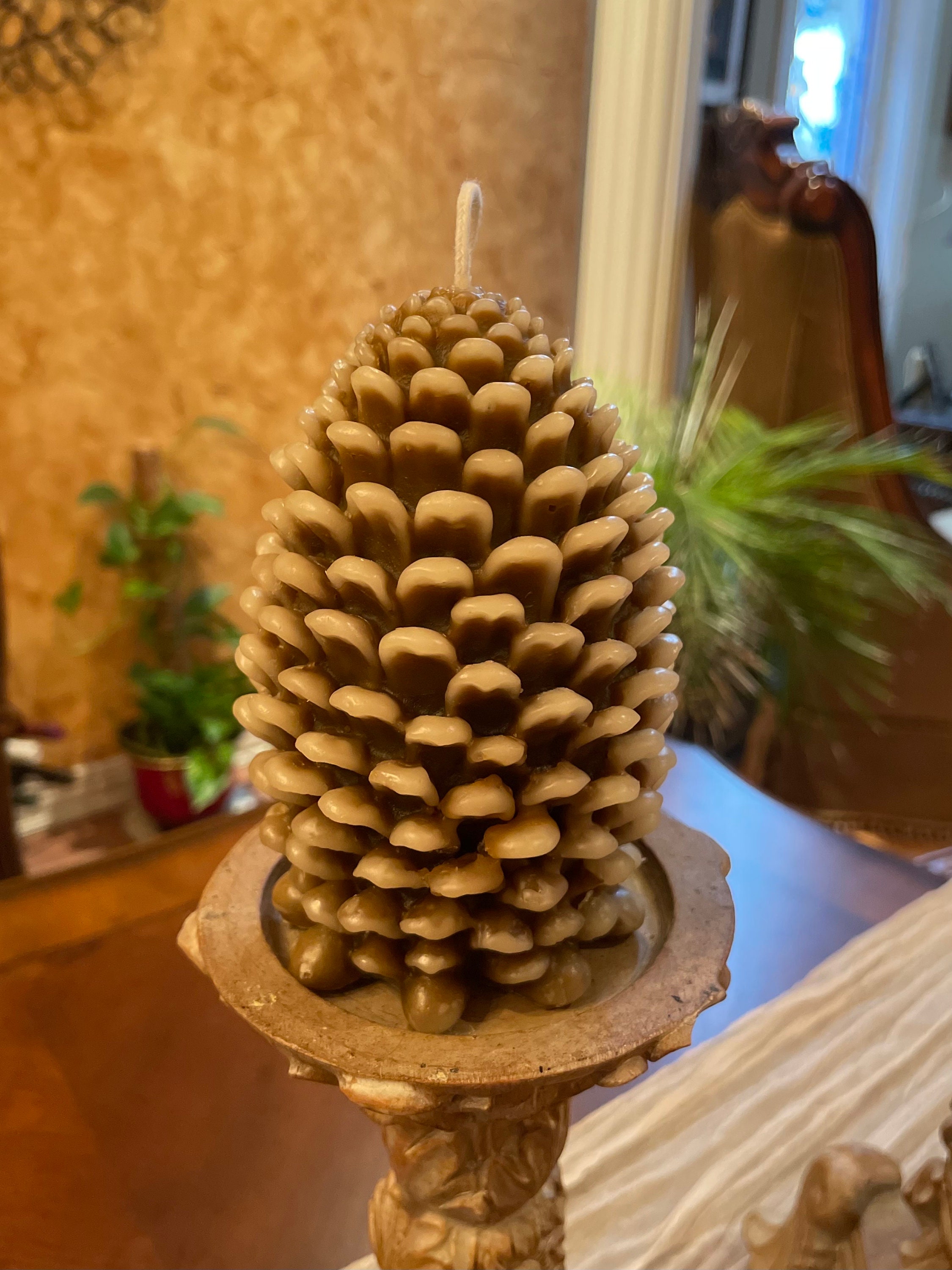 Large Beeswax Pine Cone Candle - Etsy