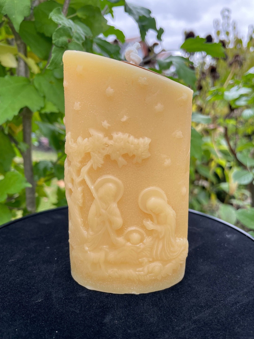 Decorative Candle With Nativity Scene; Pure Beeswax; Handmade ...