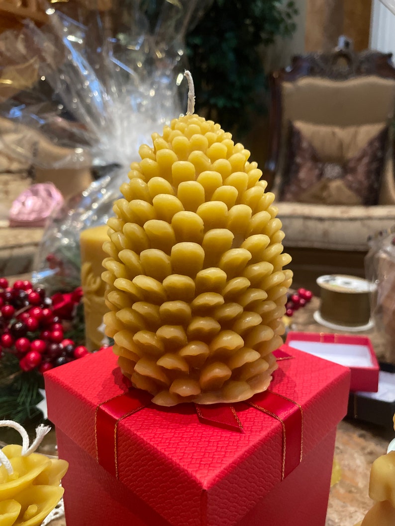 Large Beeswax Pine Cone Candle - Etsy