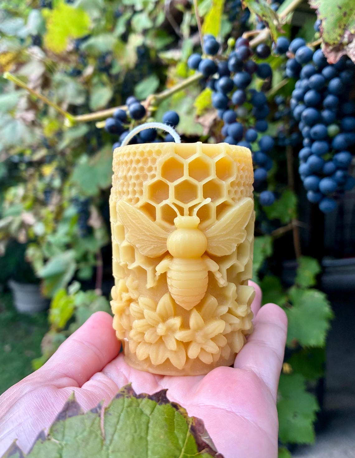 Queen Bee on the Honeycomb Pure Beeswax Pillar Candle - Etsy