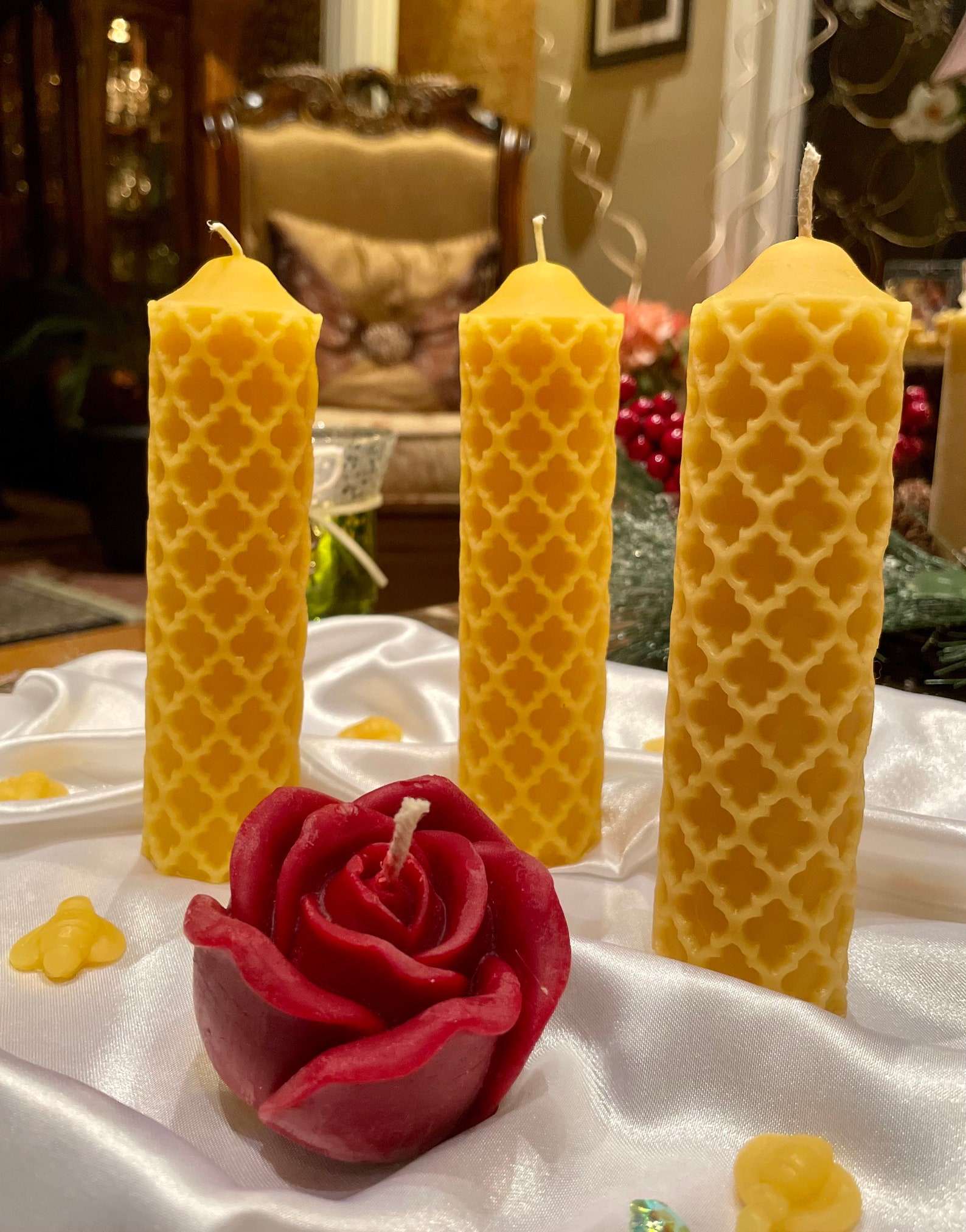 Medieval Window Beeswax Pillar Candle: Handcrafted Ontario Beeswax - Etsy