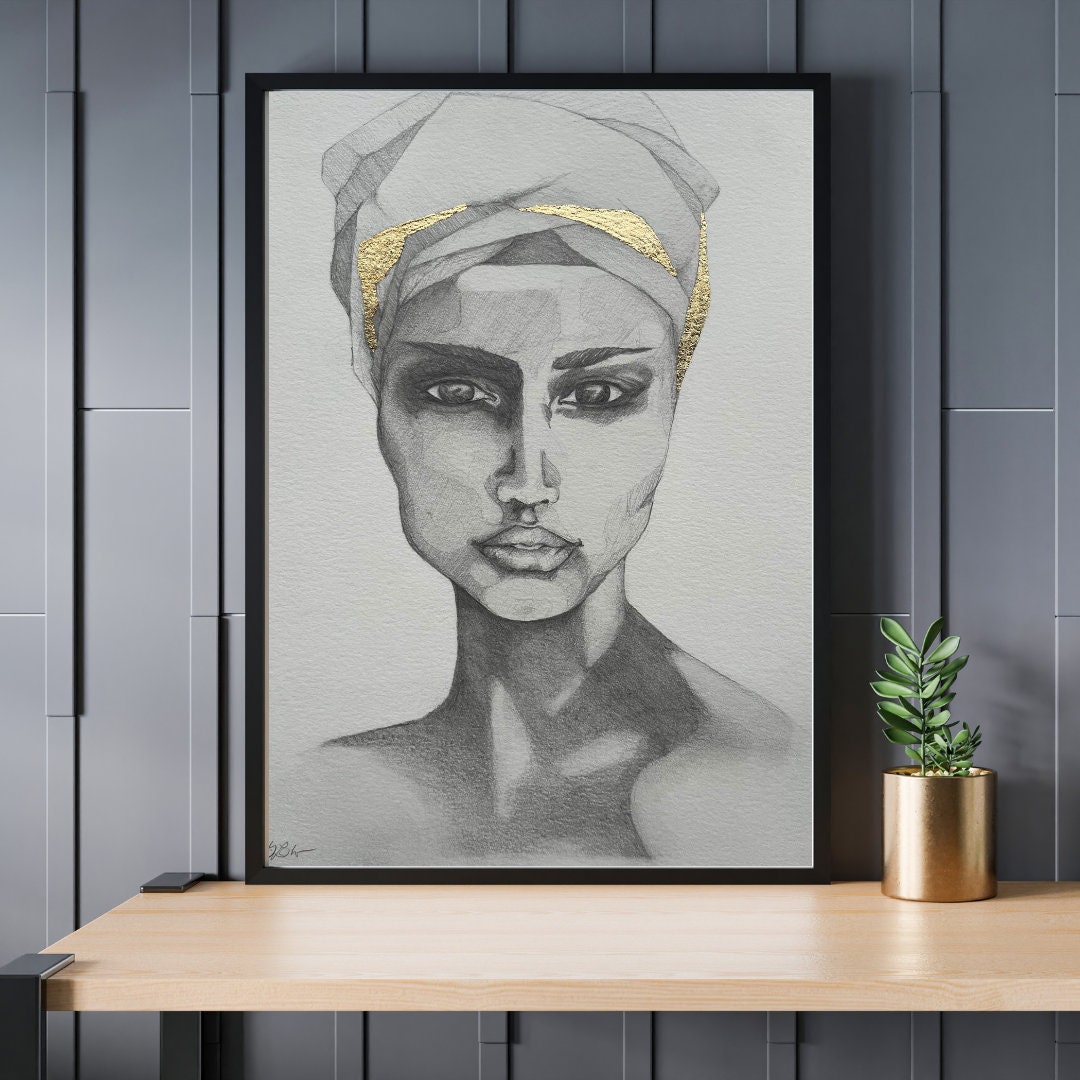 Portrait Art Print 'ana', Pencil Drawing, Gift, Print, Artwork, Fashion ...