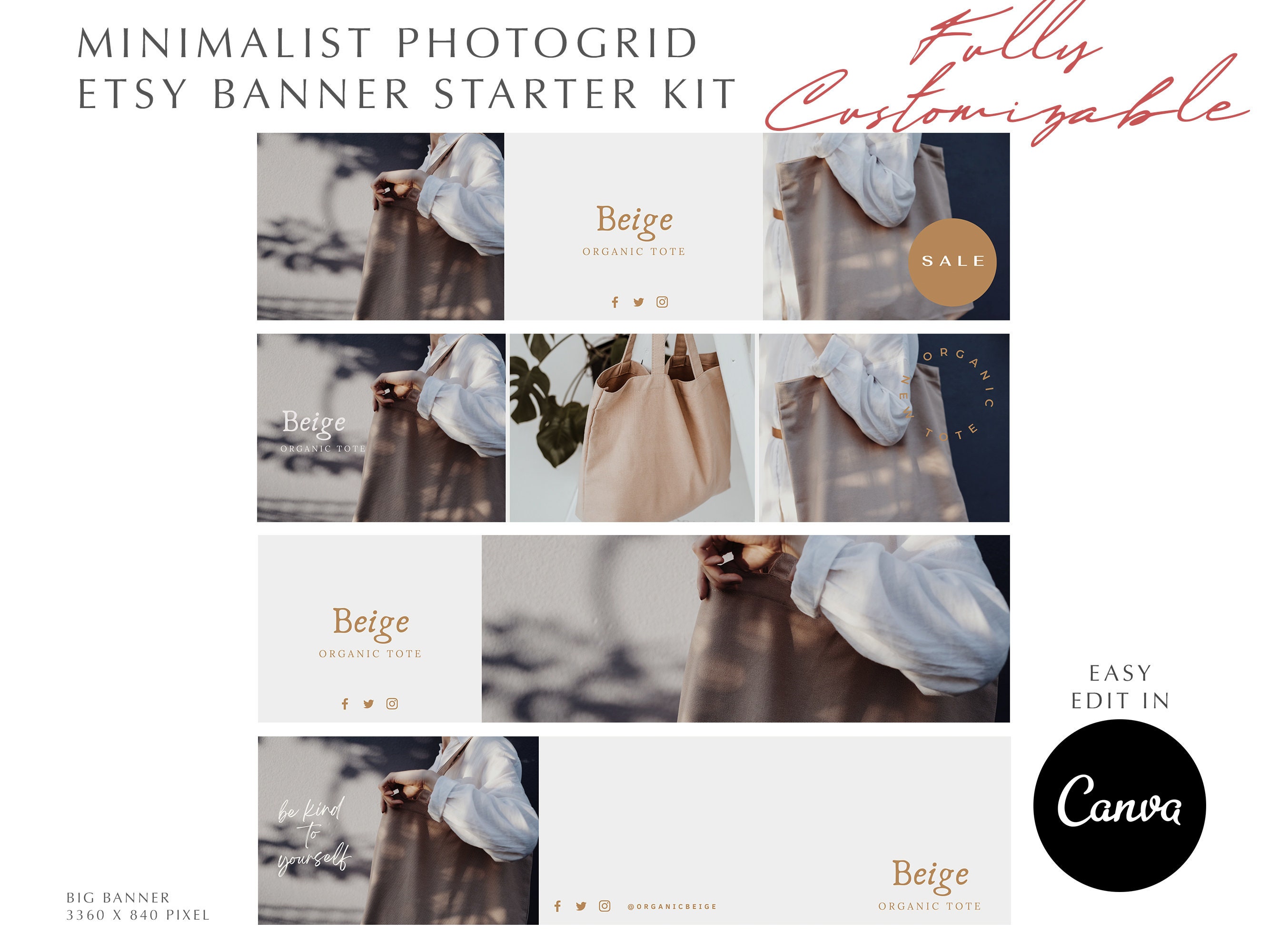 Etsy Shop Banner Set | Etsy Branding Kit | Neutral Banner Template ...