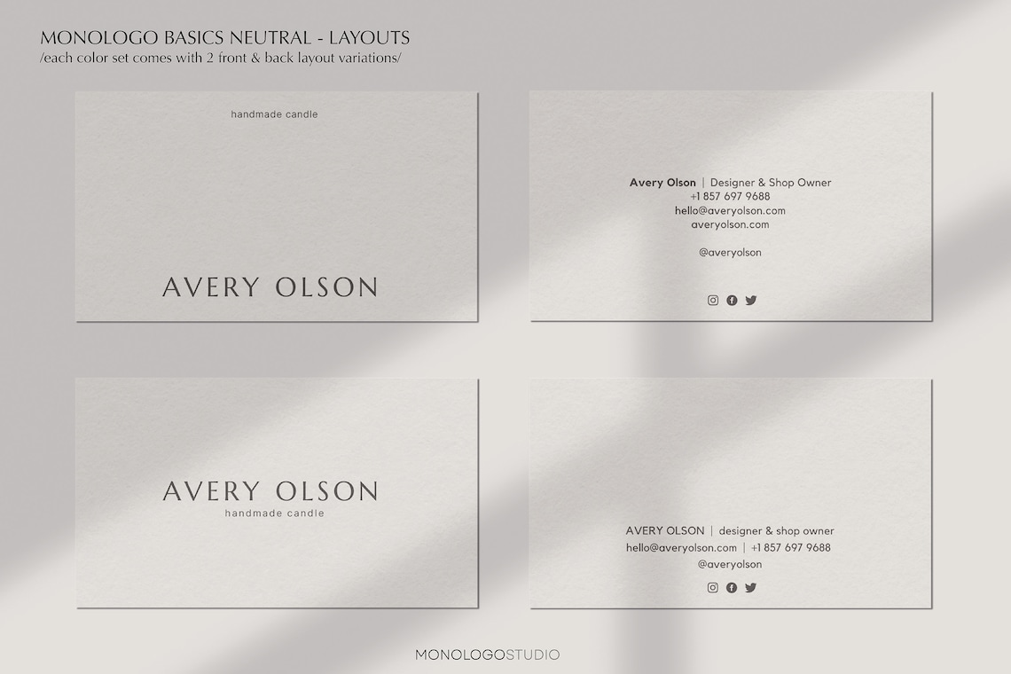 Set of 5 Business Card Template | Neutral Tone Business Card ...
