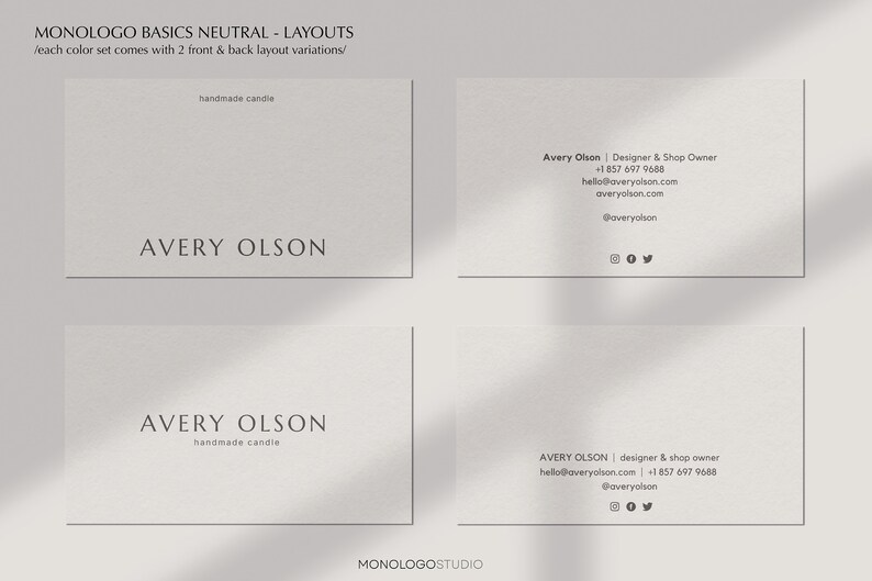 Set of 5 Business Card Template | Neutral Tone Business Card ...