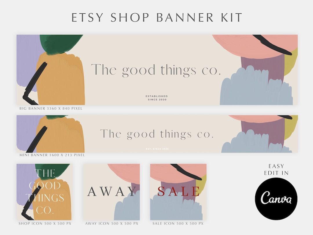Etsy Shop Banner Set Etsy Shop Branding Set Abstract Colorful Banner ...