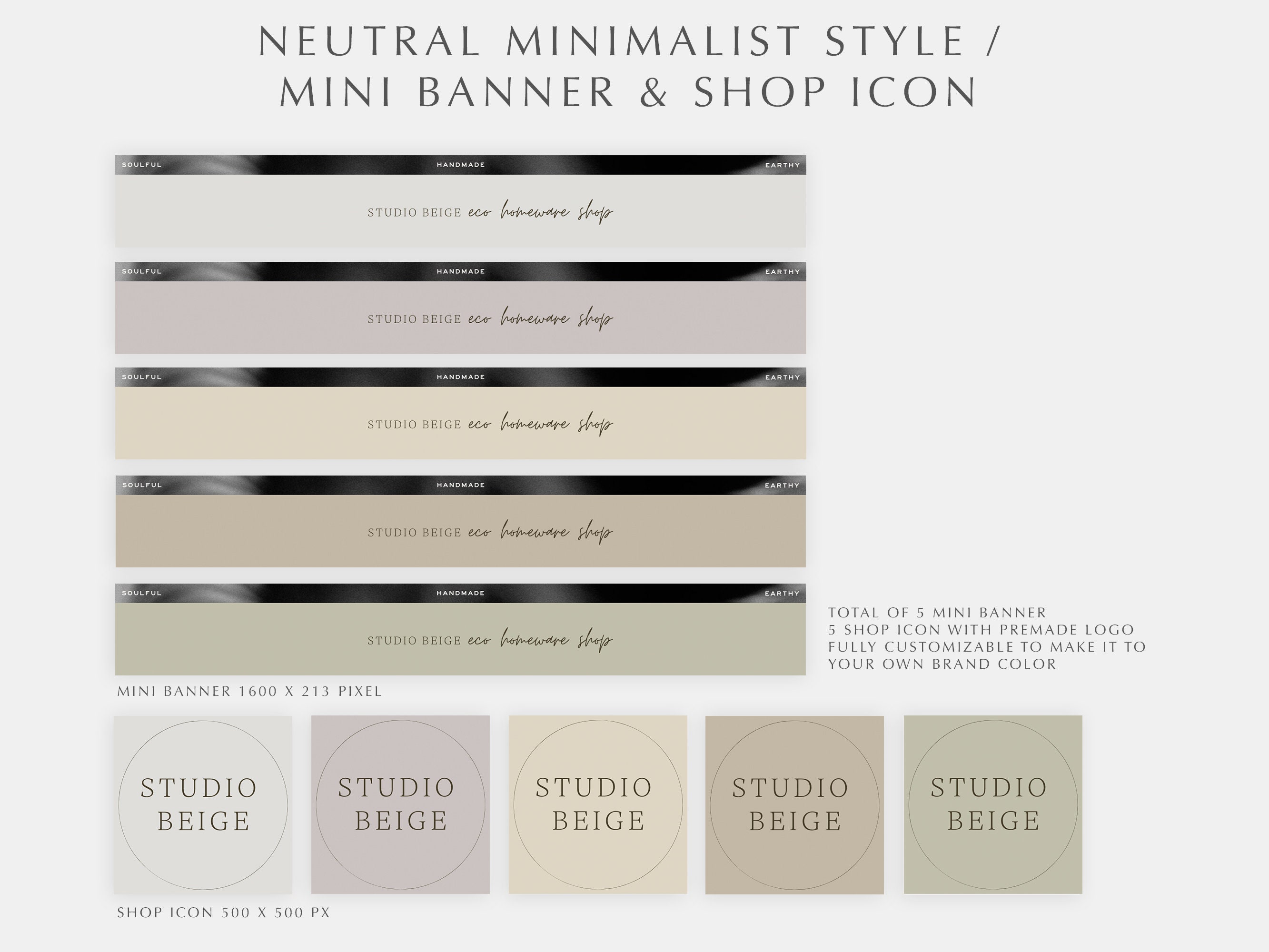 Etsy Shop Banner Kit | Neutral Beige Banner Template | Etsy Shop Kit ...