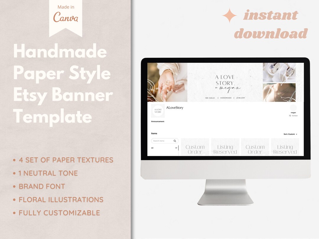 Etsy Shop Cover Photo Canva Template | DIY Etsy Shop Kit | Handmade ...