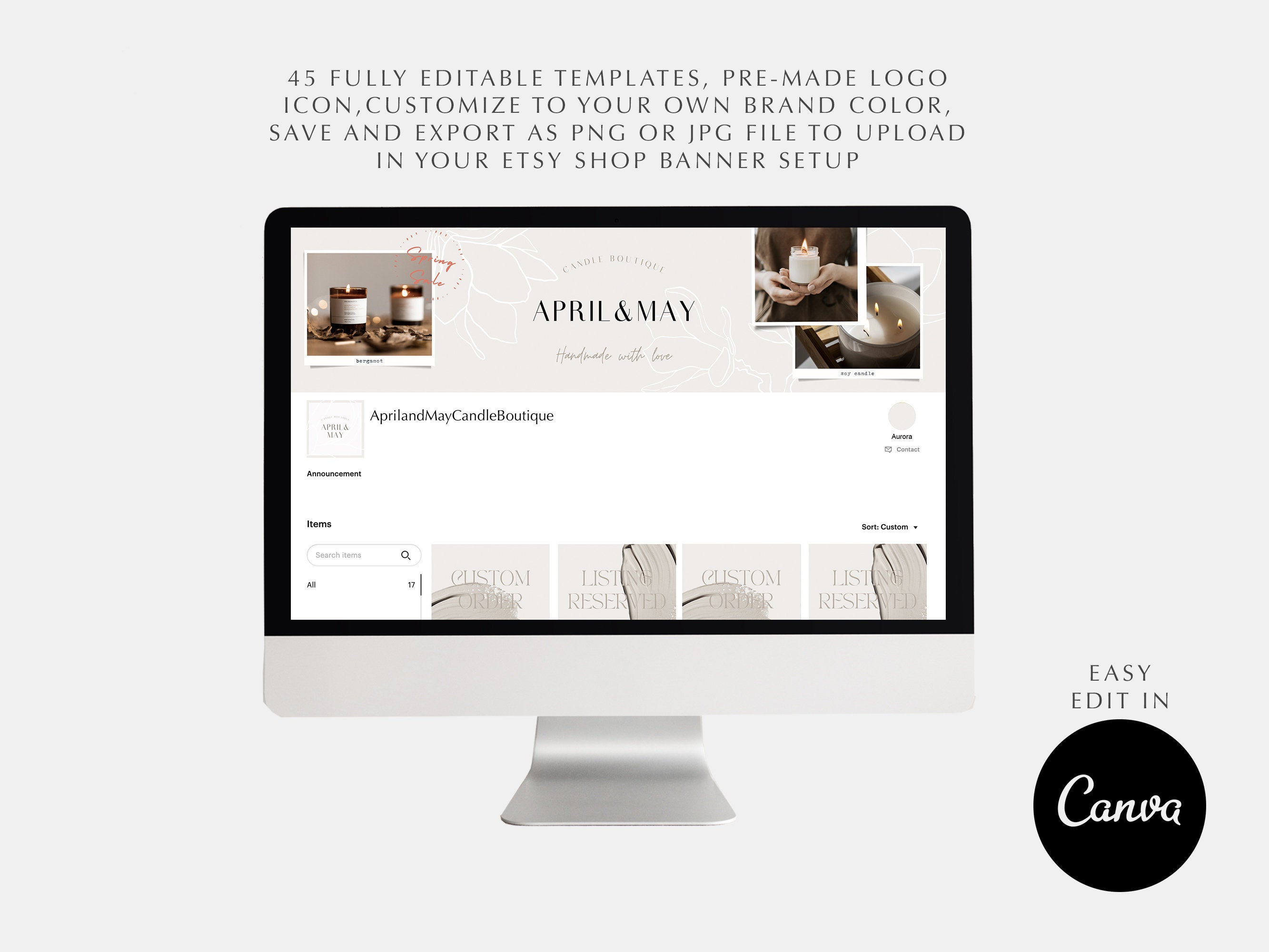 Etsy Brand Kit Etsy Shop Banner Set Etsy Banner Floral - Etsy