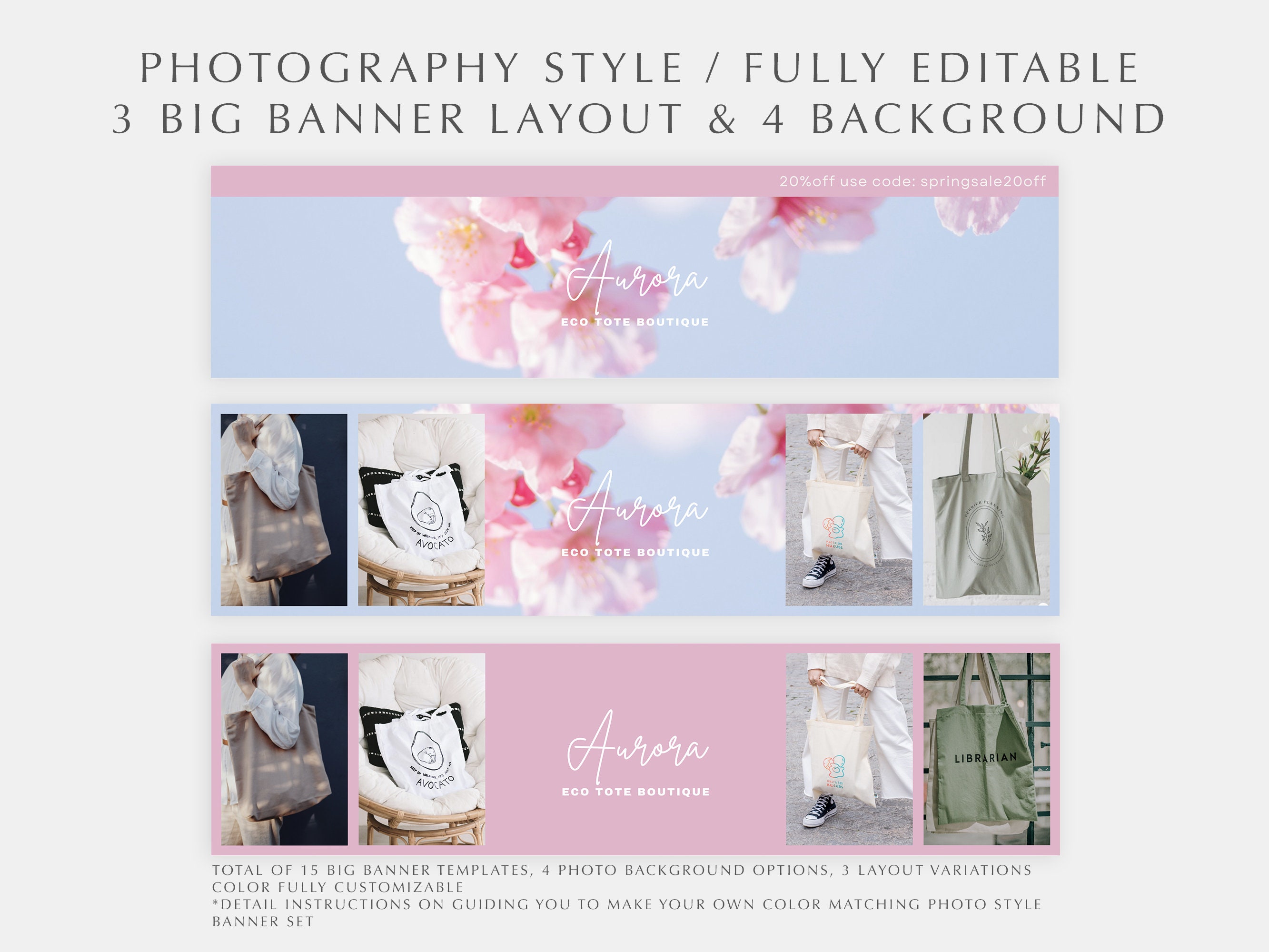 Floral Etsy Banner Etsy Branding Kit Etsy Shop Banner Set Canva Banner ...