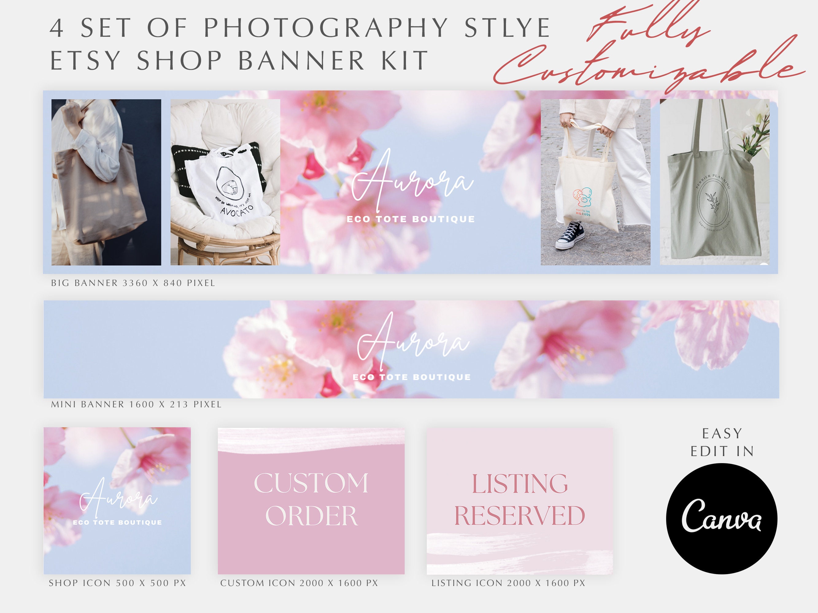 Floral Etsy Banner | Etsy Branding Kit | Etsy Shop Banner Set | Canva ...