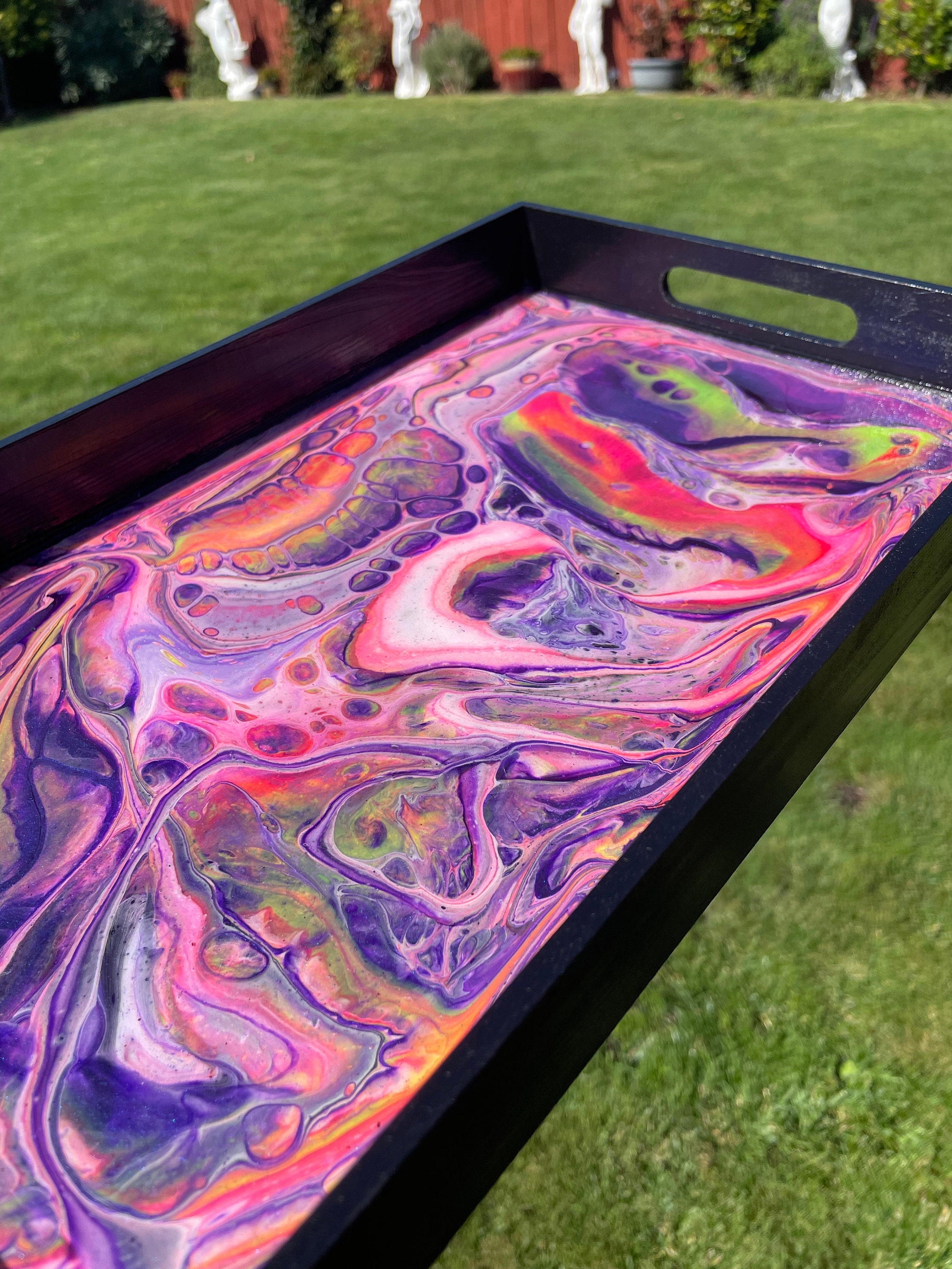 Decorative Paint Pouring Serving Tray - PURPLE PUNCH - Etsy