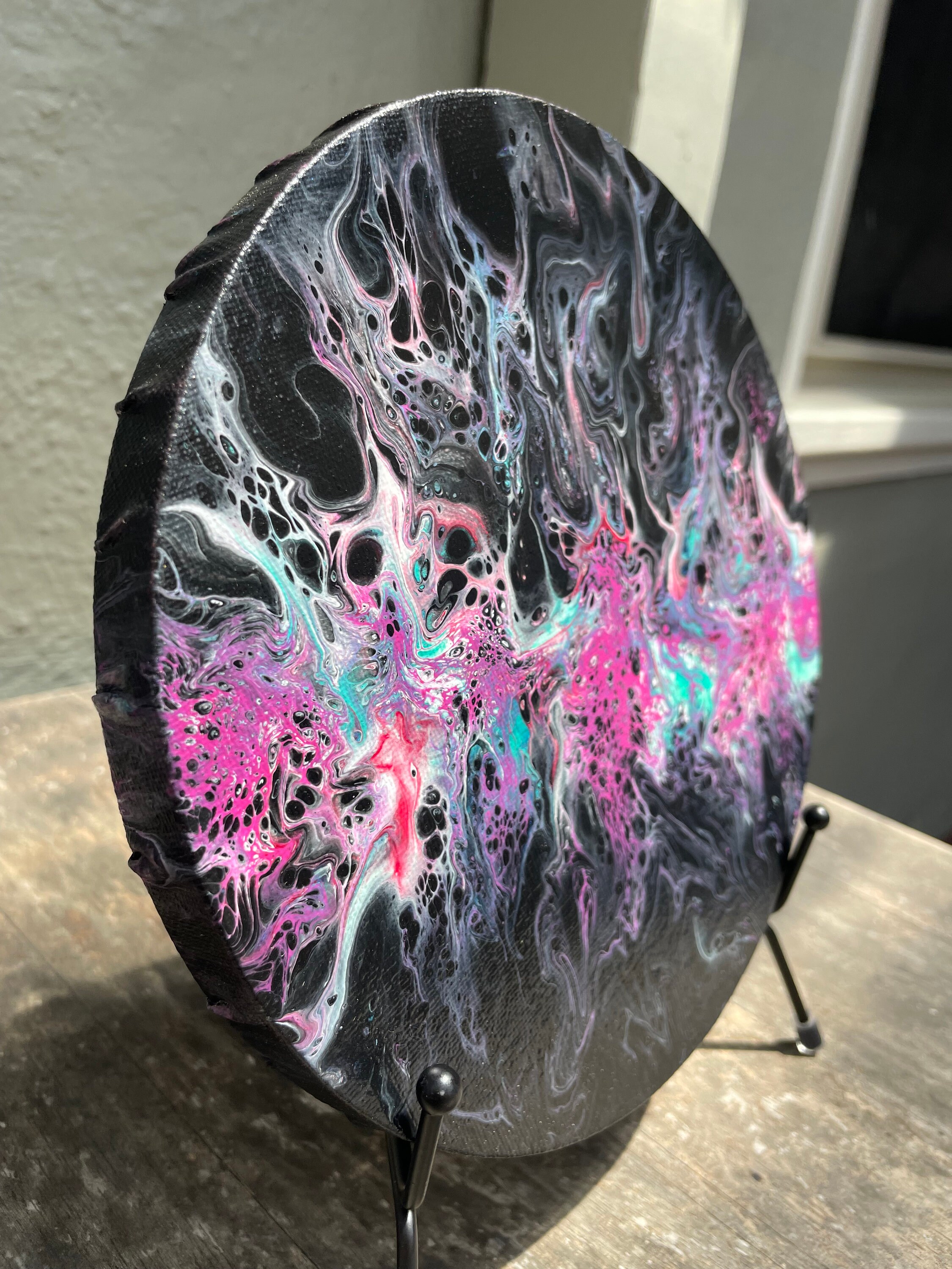 Paint Pouring Art on 8" Canvas - DISRUPTING THE FLOW - Etsy