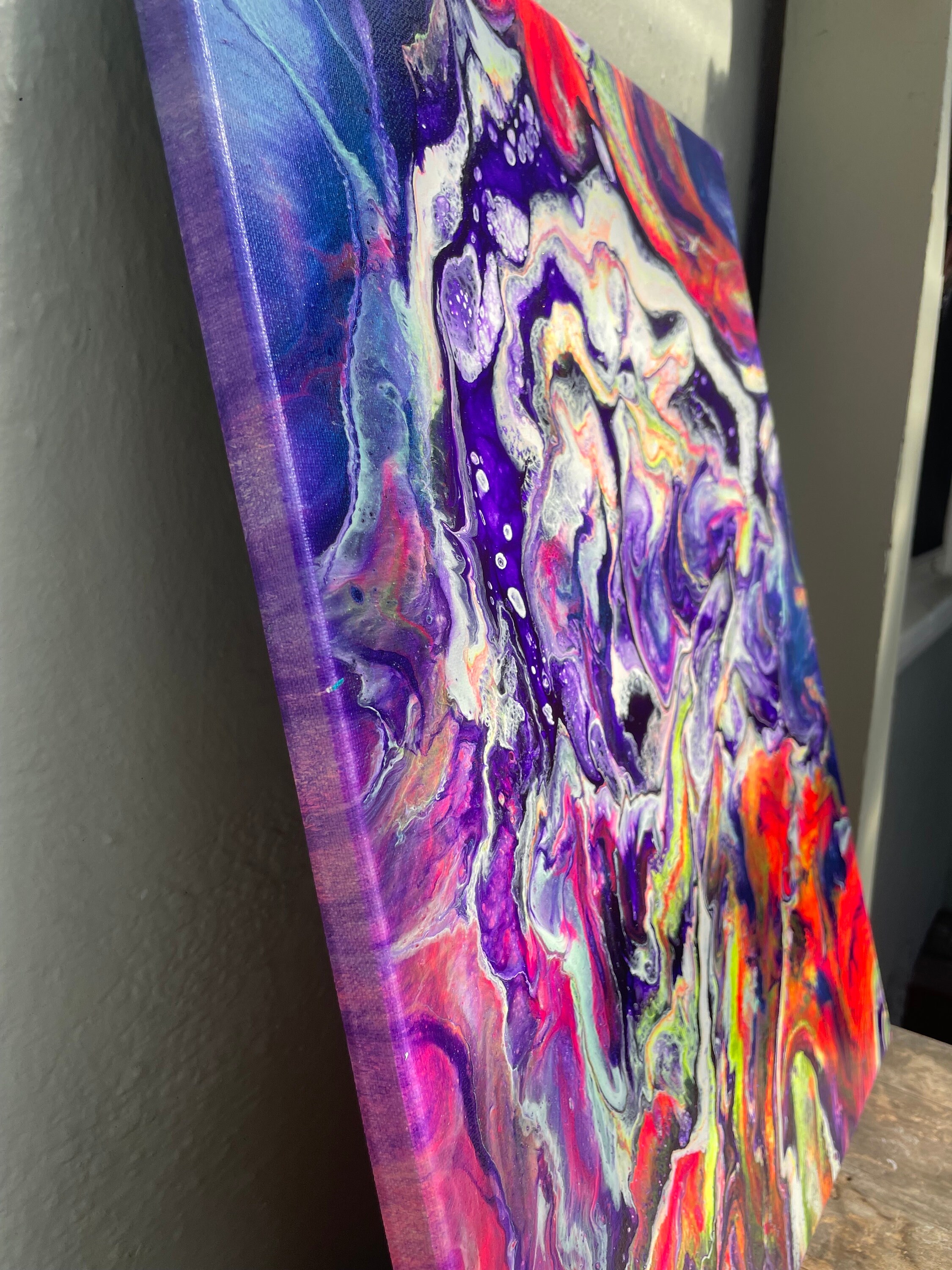 PURPLE PUNCH Paint Pouring on Canvas, Home Decor, Wall Art, Purple ...