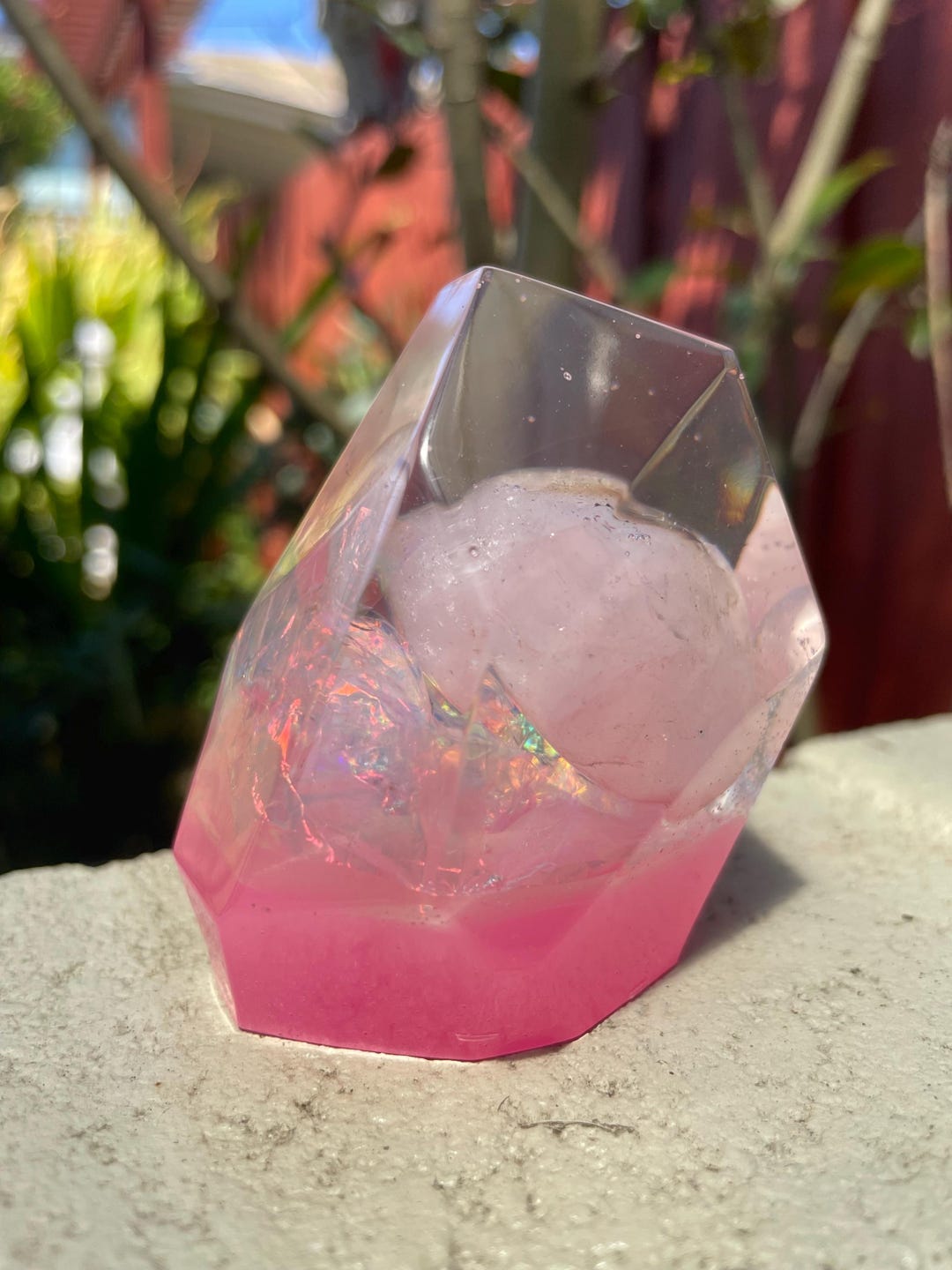 Rose Quartz in Resin Paperweight (glow in the Dark) - Etsy