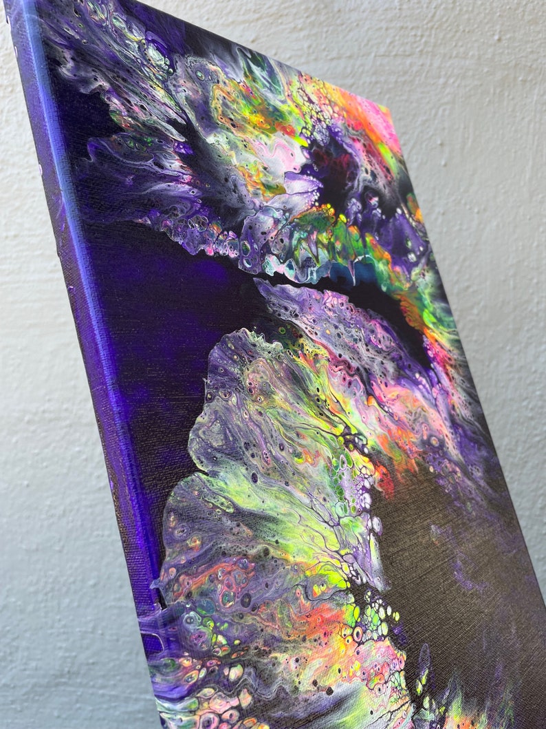 PURPLE PUNCH Paint Pouring on Canvas, Home Decor, Wall Art, Purple ...