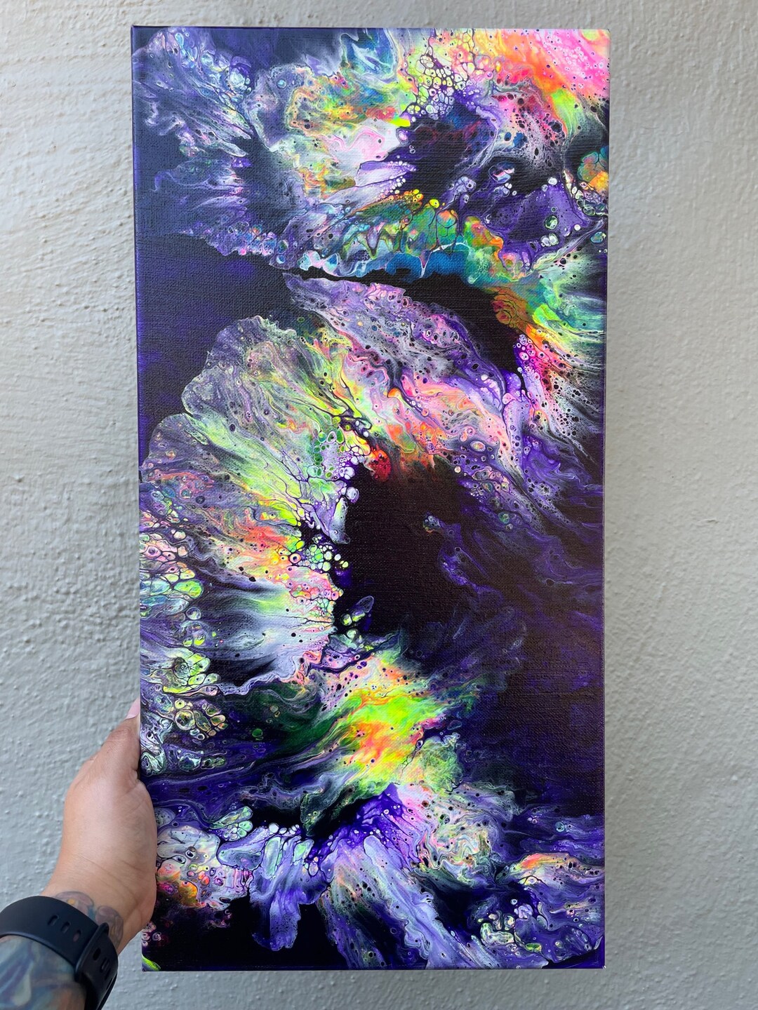 PURPLE PUNCH Paint Pouring on Canvas, Home Decor, Wall Art, Purple ...