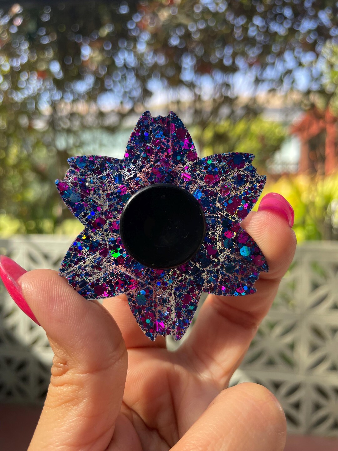 Clear W/blue & Purple Glitter Resin Petal-star Fidget Spinner - Etsy