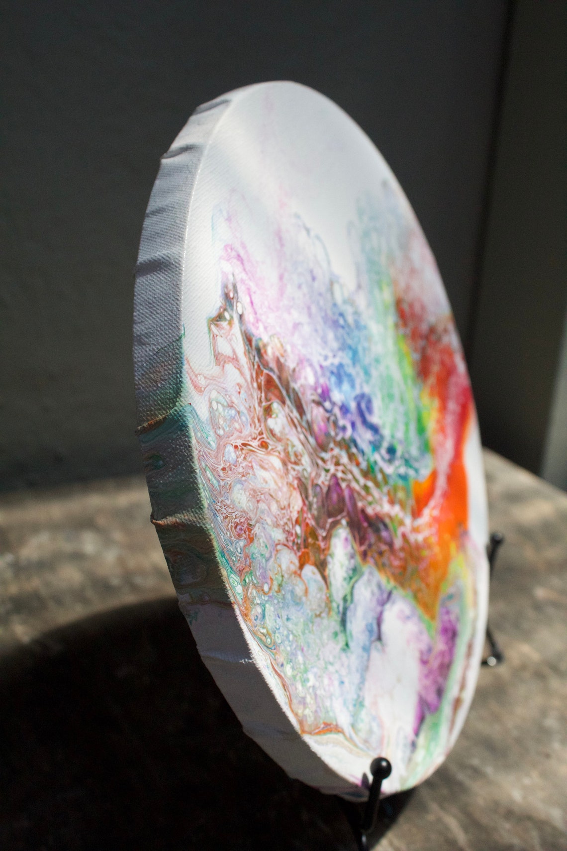 RAINBOW WAVES Paint Pouring on 10 Canvas, Home Decor, Wall Art, Rainbow ...