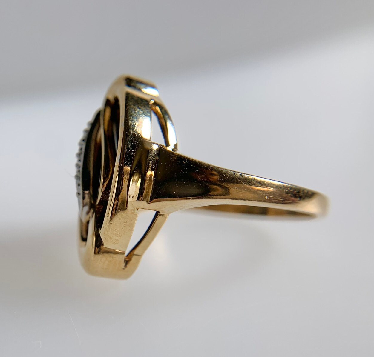 Vintage Siffari Onyx Diamond 10K Yellow Gold Cocktail Ring, Preowned ...
