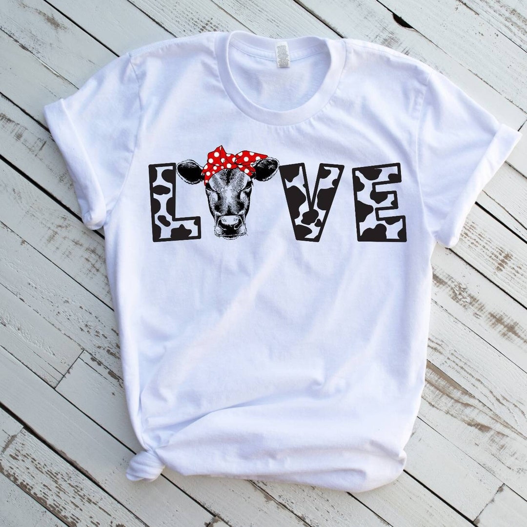 Cow Shirt, Love Cow Shirt, Cow Print Shirt, Valentine's Day Gift for ...