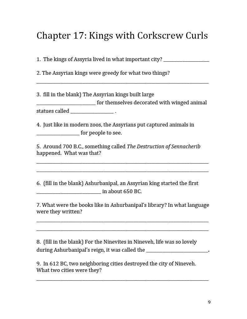 A Workbook and Study Guide to a Child's History of the World by Virgil ...