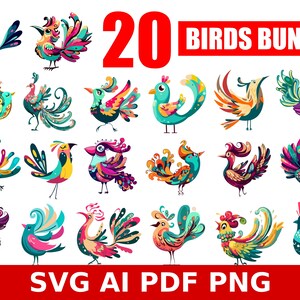 Birds Svg, Birds Svg Files, Birds Bundle, Birds Clipart Png, Retro ...
