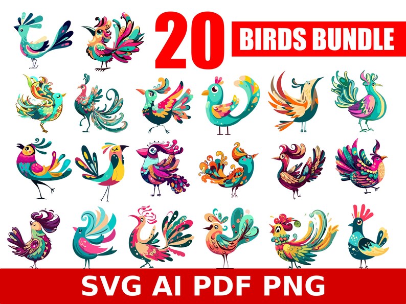 Birds Svg, Birds Svg Files, Birds Bundle, Birds Clipart Png, Retro ...