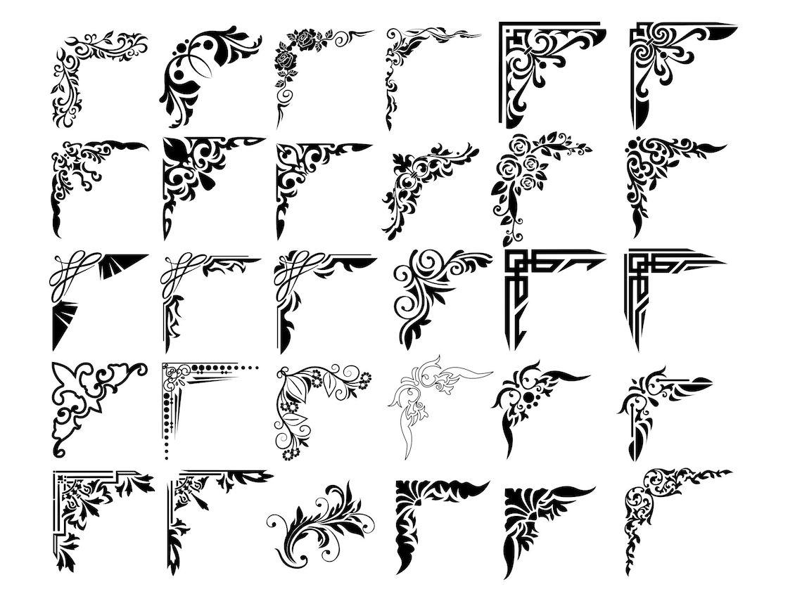 150 Vector Corners Elements SVG for Frames, Page Decoration Set 2 ...