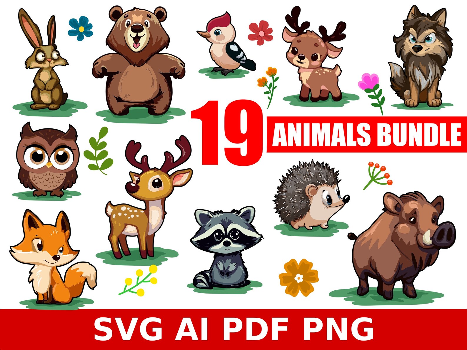 Animals Svg Files, Animals Bundle, Animals Clipart Png, Animals Vector ...