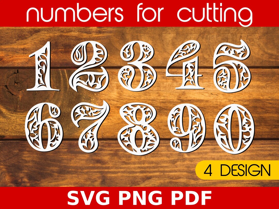 Digits SVG for Cutting - 4 Design Bundle. Digit Svg, Digit Design ...