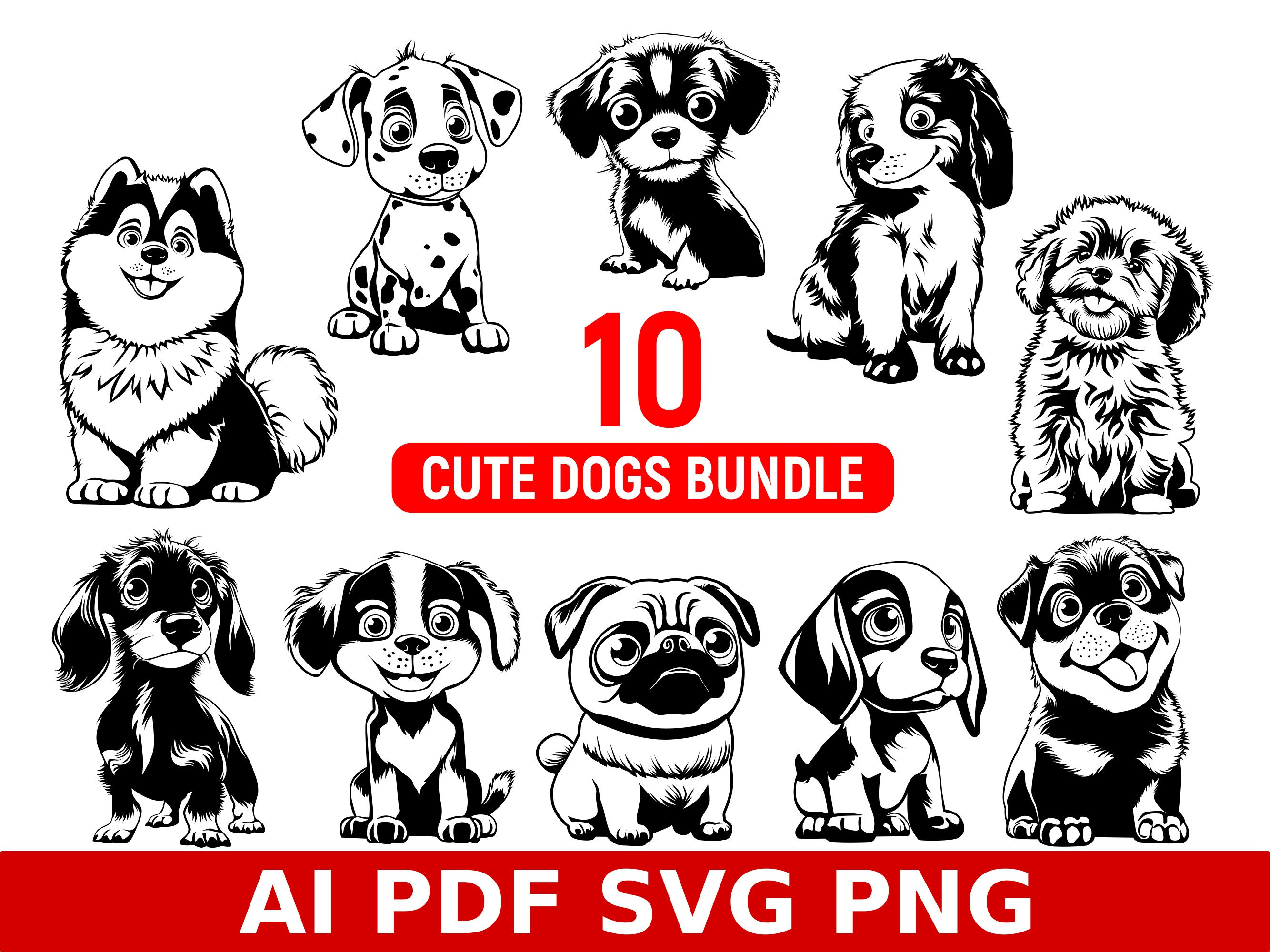 Cute Dogs Svg, Dogs Clipart, Baby Dogs, Cute Dogs Cricut, Cute Dogs ...