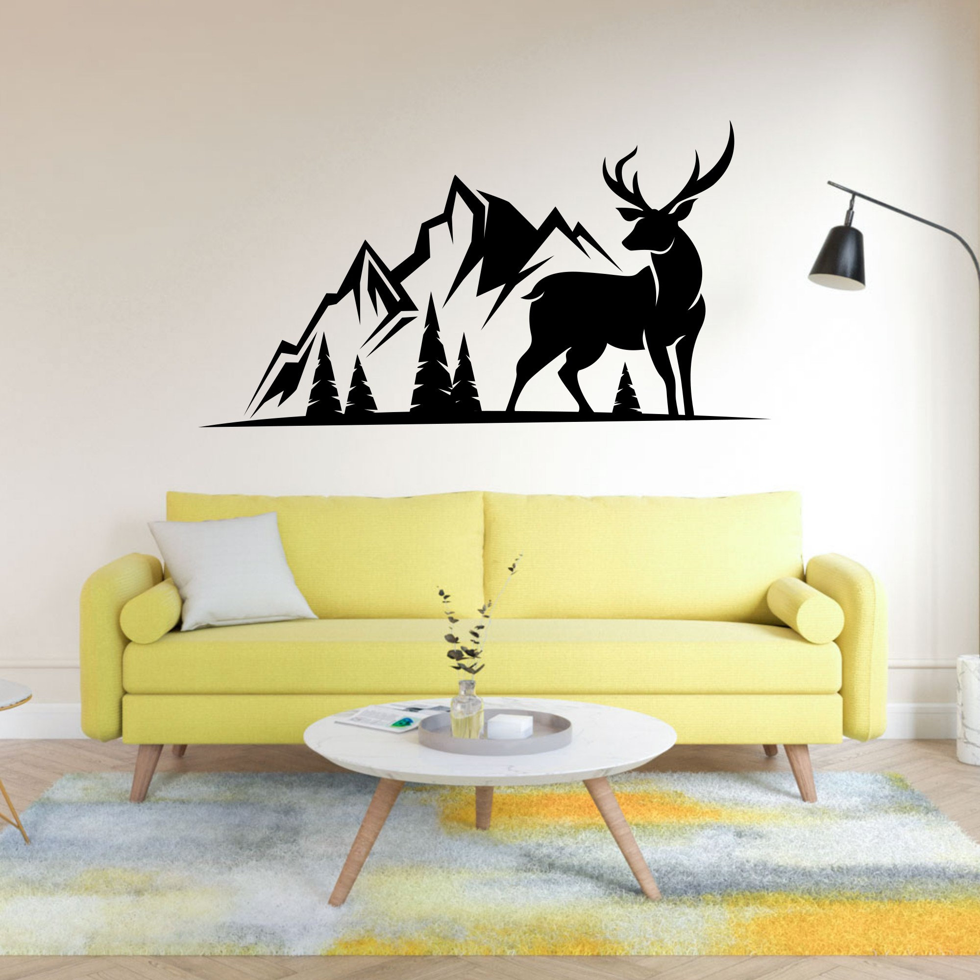 Laser Cut Wall Decor Dxf. Wall Art Deer, Mountain Wall Decor, Deer T ...