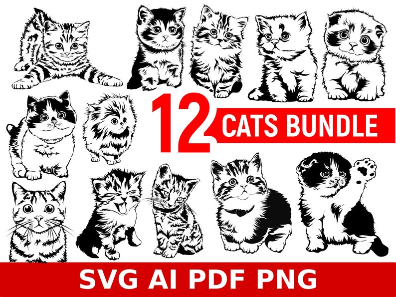 Cute Cats Svg Cute Cats Bundle Cute Cats Clipart Cute Cats - Etsy
