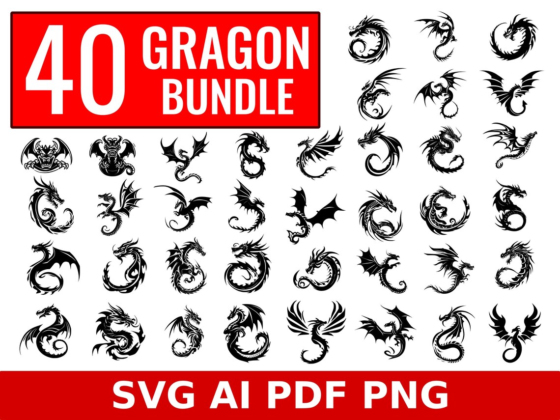 Dragon Svg Dragon Logo Bundle Dragon Cricut Dragon Shirt - Etsy