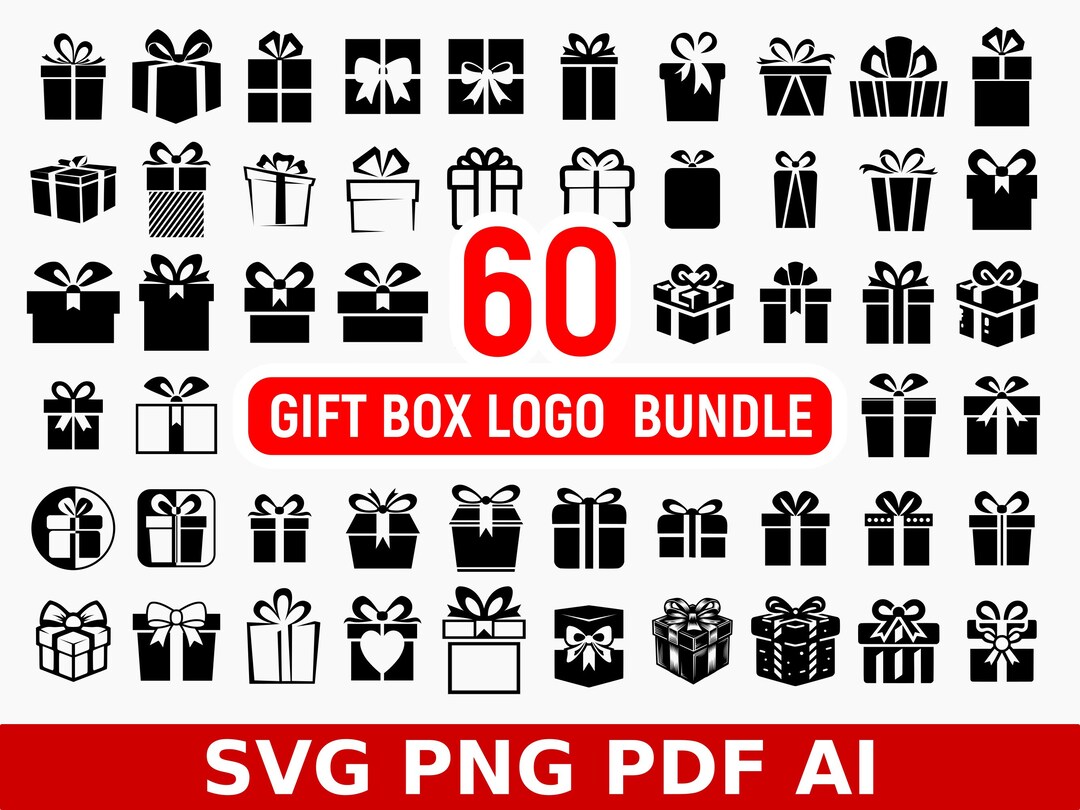 60 Gift Box Logo Design SVG, PNG, PDF Bundle Clipart | Gift Logo ...