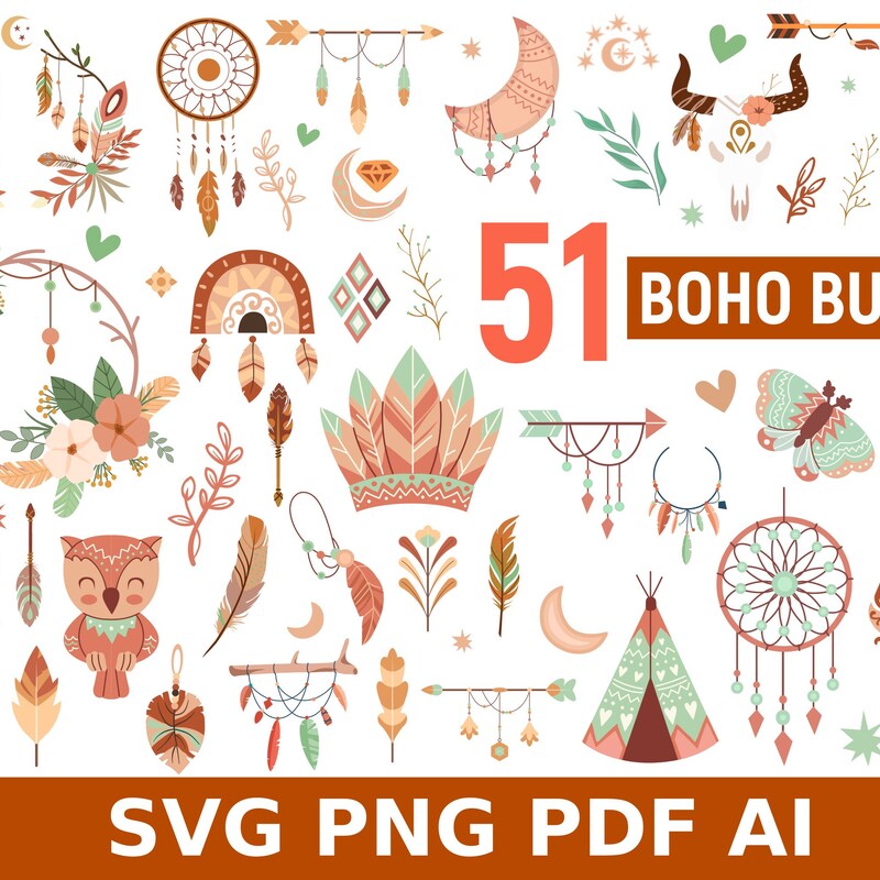 Boho Clipart - Etsy