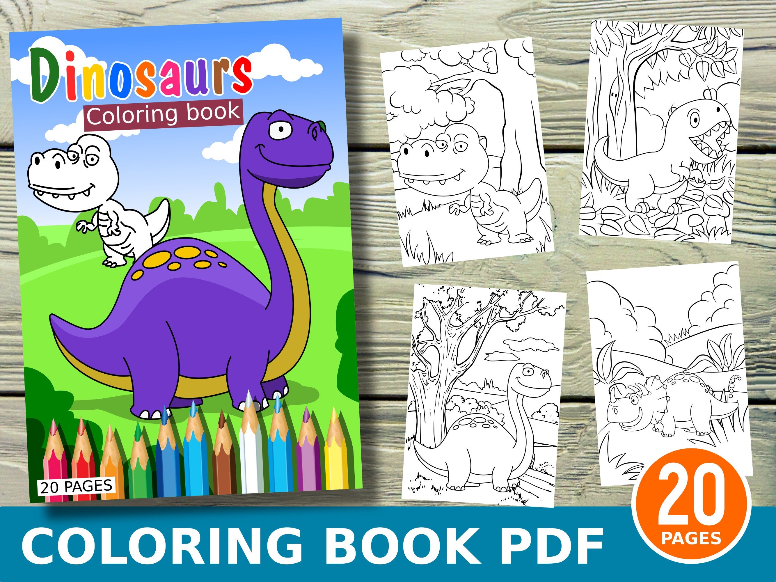 Dinosaur Coloring Pages for Kids Printable, Dinosaur Coloring Book ...